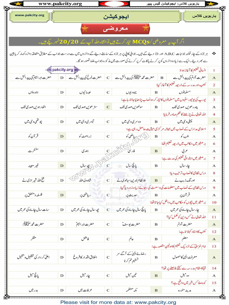 12th Education V.Imp Guess 2025 With Ans? | PDF