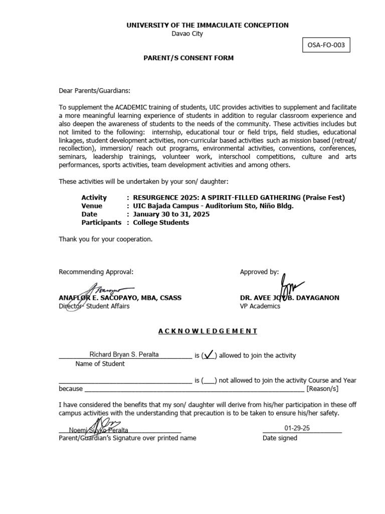 Template Consent Form (Praise Fest) | PDF | Learning