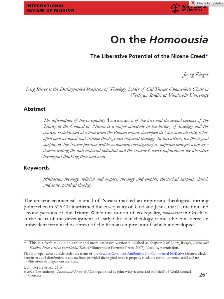The Liberative Power of Homoousia | PDF | Arianism | Athanasius Of ...