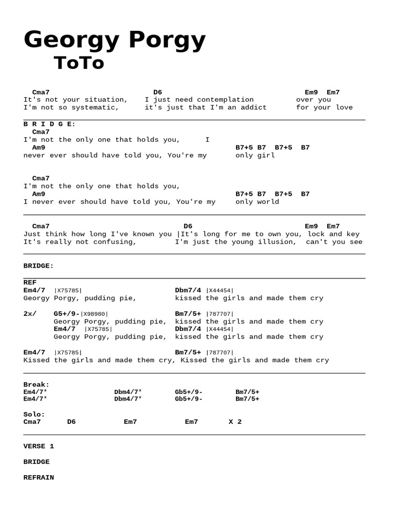 Georgy Porgy TOTO | PDF