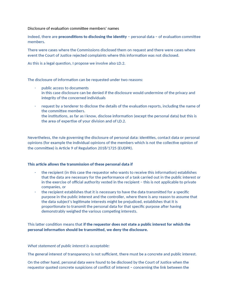 Disclosure of Evaluation Committee Members | PDF | Conflict Of Interest ...