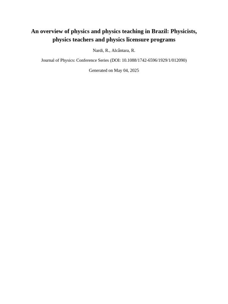 An Overview of Physics and Physics Teaching in Bra | PDF | Physics | Data