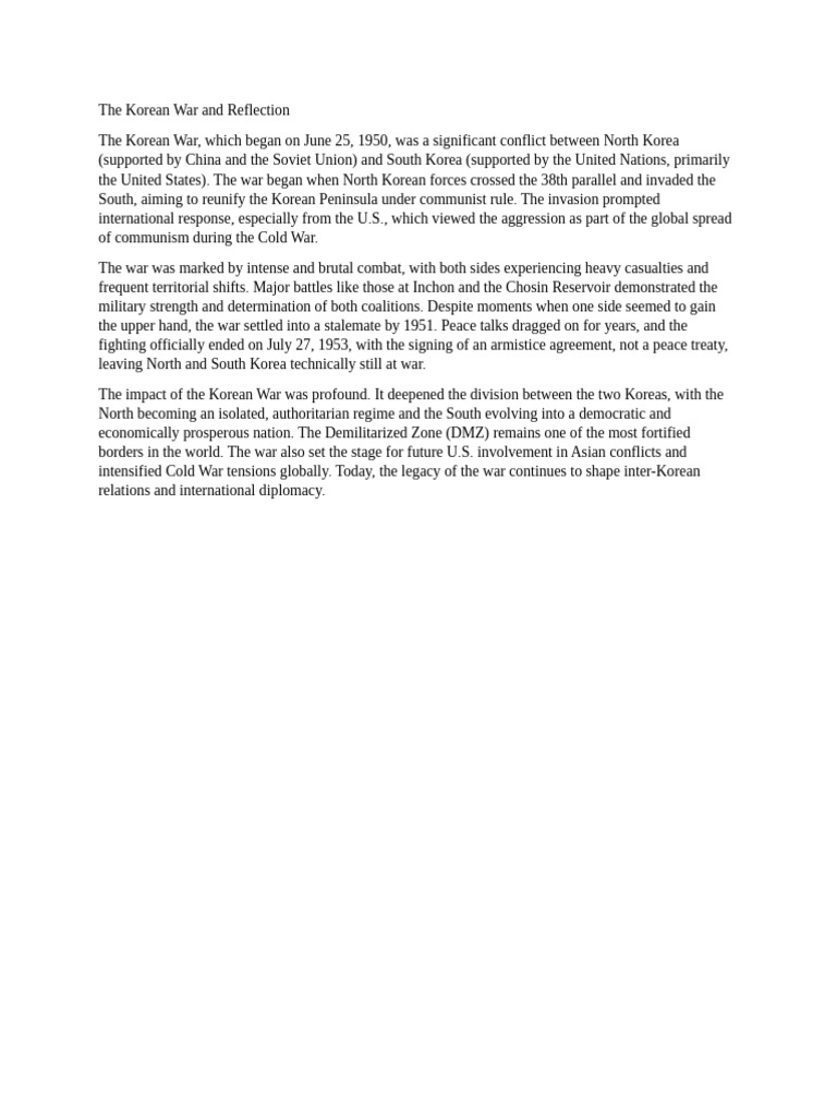 Korean War and Reflection | PDF