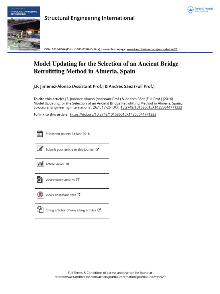 Model Updating For The Selection of An Ancient Bridge Retrofitting Method in Almeria Spain | PDF ...