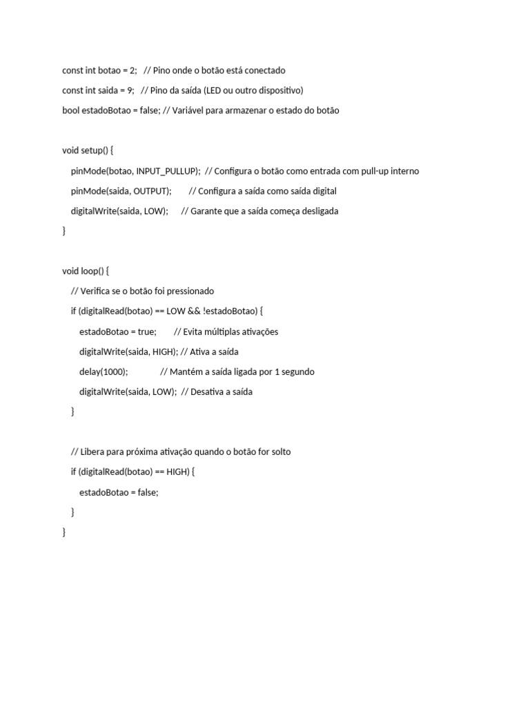 Controle de LED com Botão no Arduino | PDF