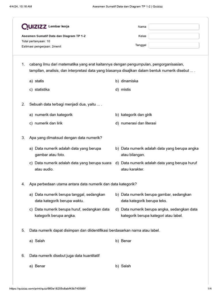 Data Numerik dan Kategorik dalam Statistika | PDF
