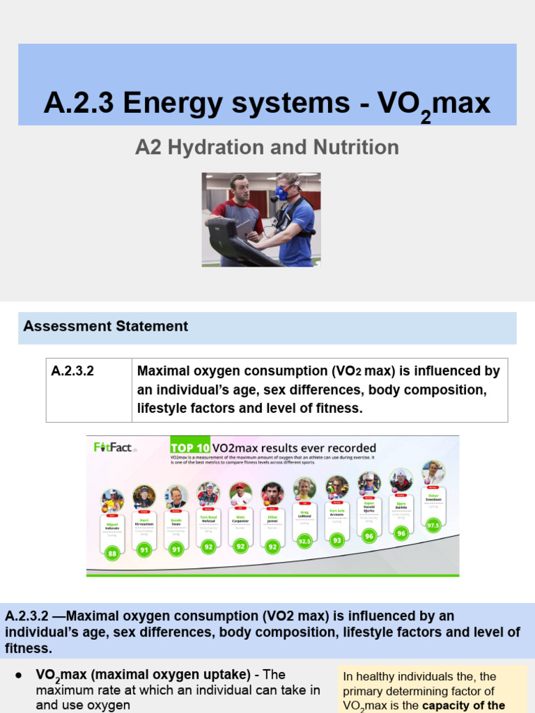 A.2.3 Energy Systems - VO2 Max (2024) | PDF | Physical Fitness | Physiology