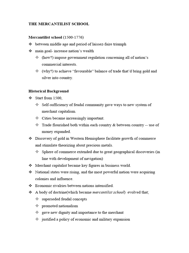 The Mercantilist School | PDF | Mercantilism | Tariff