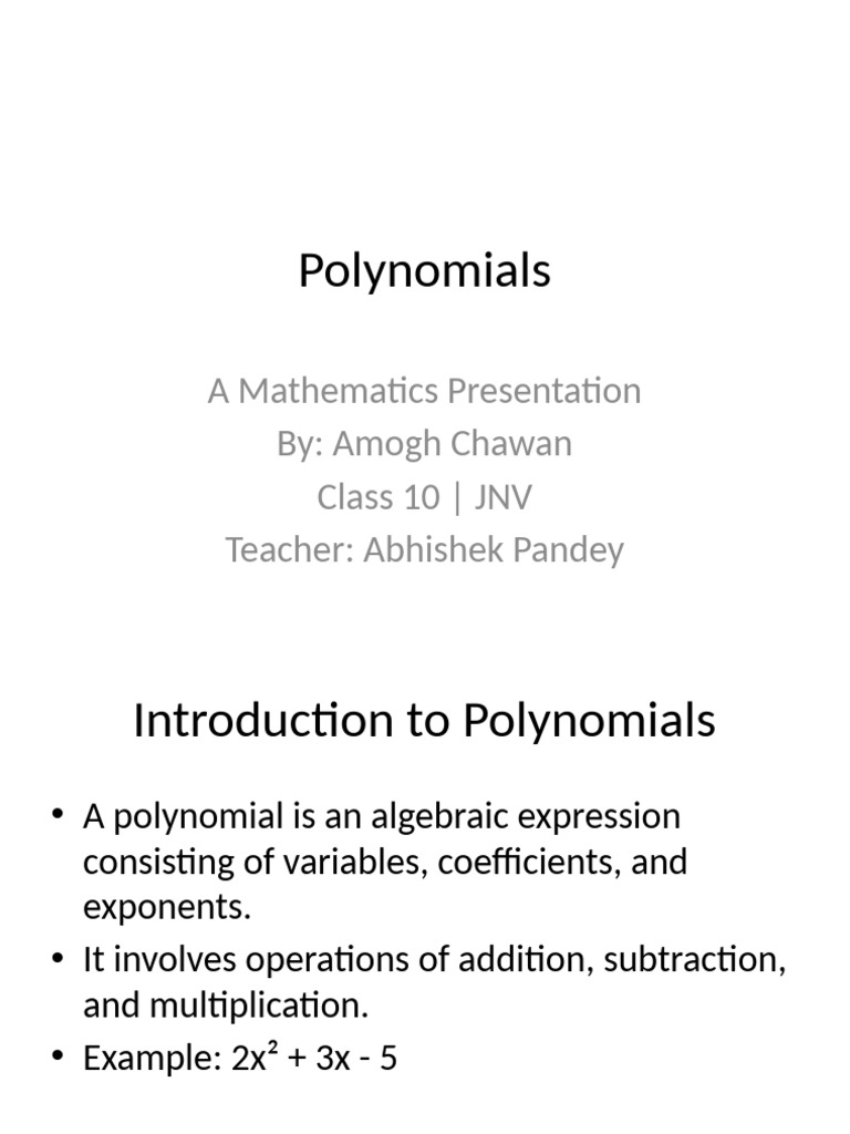 Polynomials Presentation AmoghChawan Updated | PDF