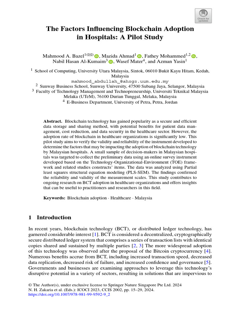 2024 SPRINGERFULLPAPERThe Factors Influencing Blockchain Adoption | PDF ...