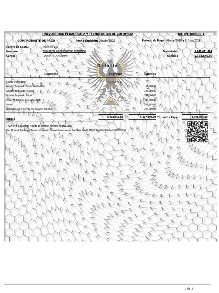 Detalle: Fecha Emisión: Comprobante de Pago Universidad Pedagógica Y ...