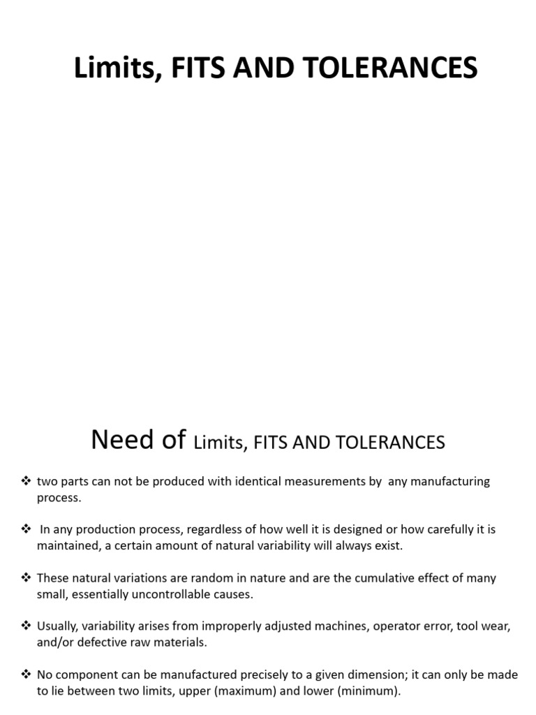 Limits FITS AND TOLERANCES | PDF | Engineering Tolerance | Metrology