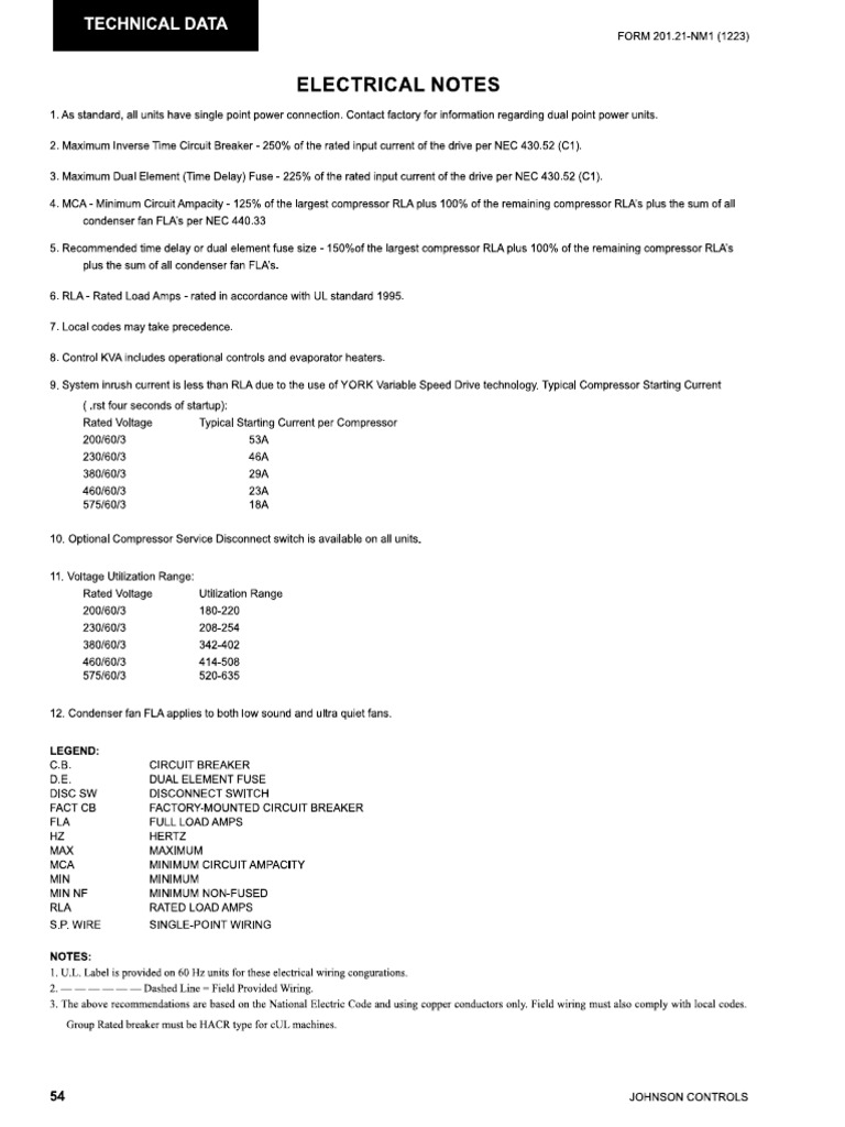 Chiller Electrical Notes | PDF
