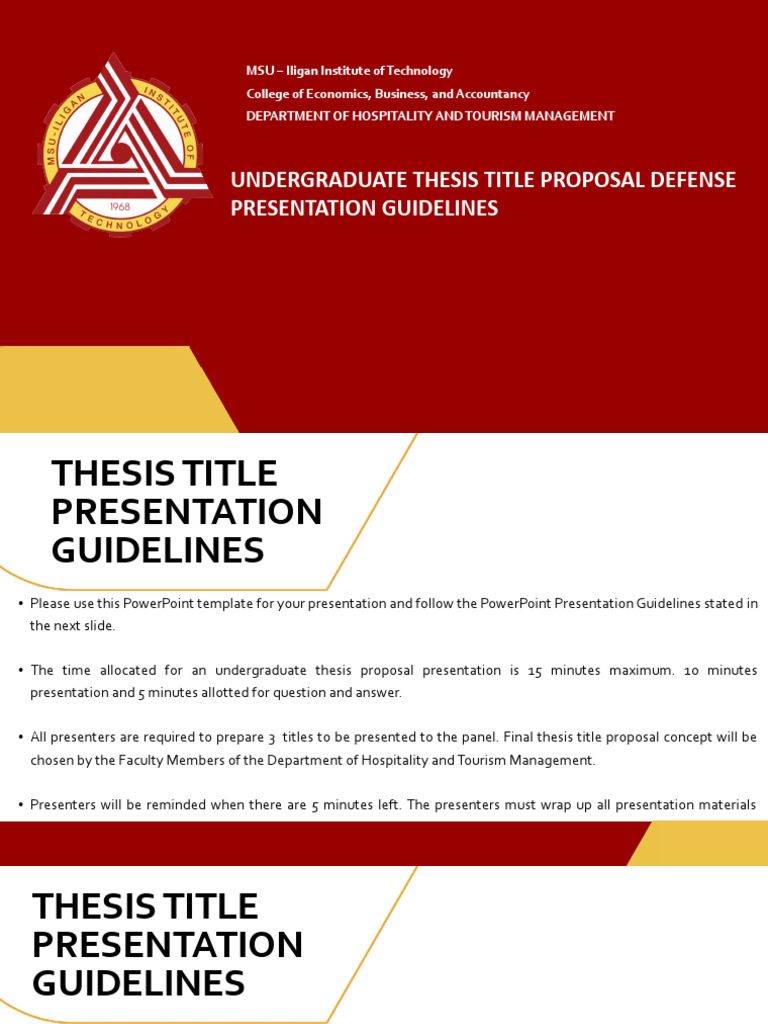 Undergraduate Thesis Title Proposal Defense Presentation Guidelines ...
