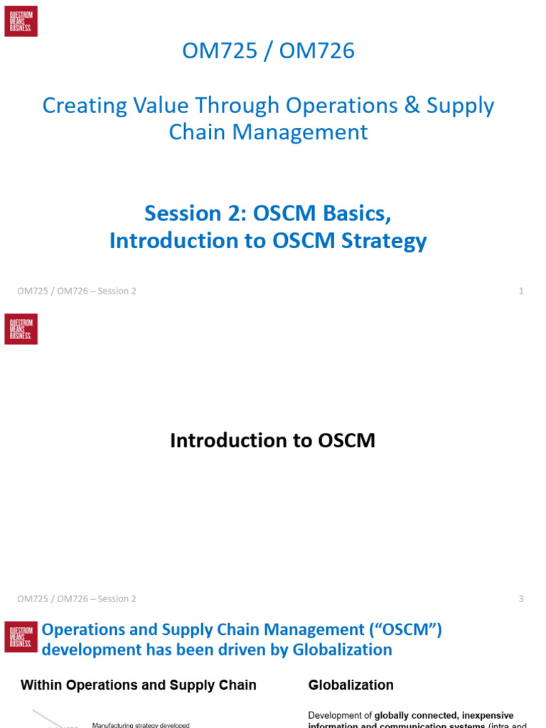 OM725 Session 2 - OSCM Basics | PDF | Supply Chain | Strategic Management