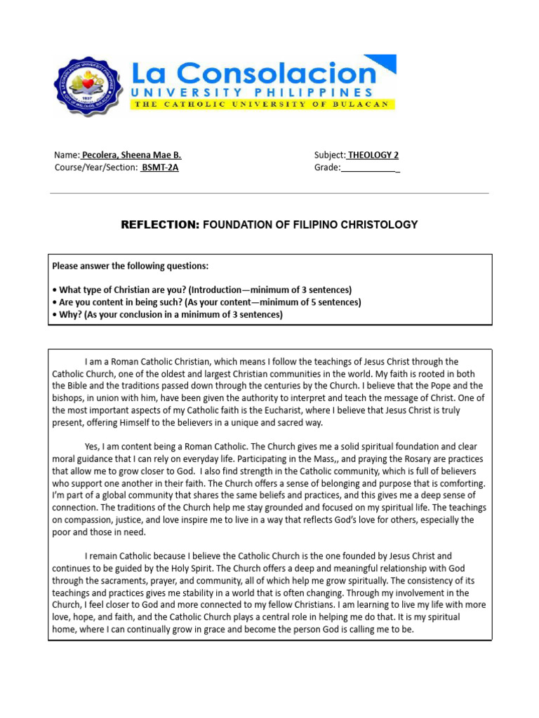 Reflection on Foundation of Filipino Christology | PDF | Catholic ...