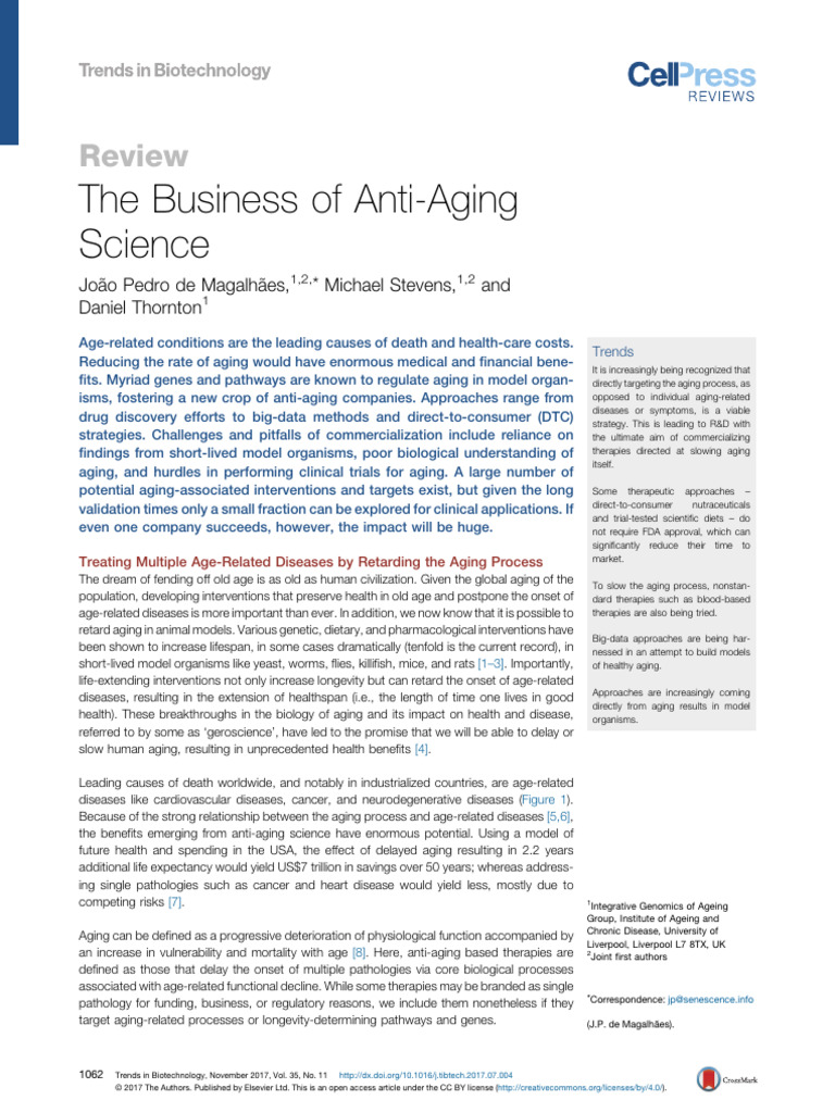 The Business of Anti-Aging Science | PDF | Ageing | Clinical Trial