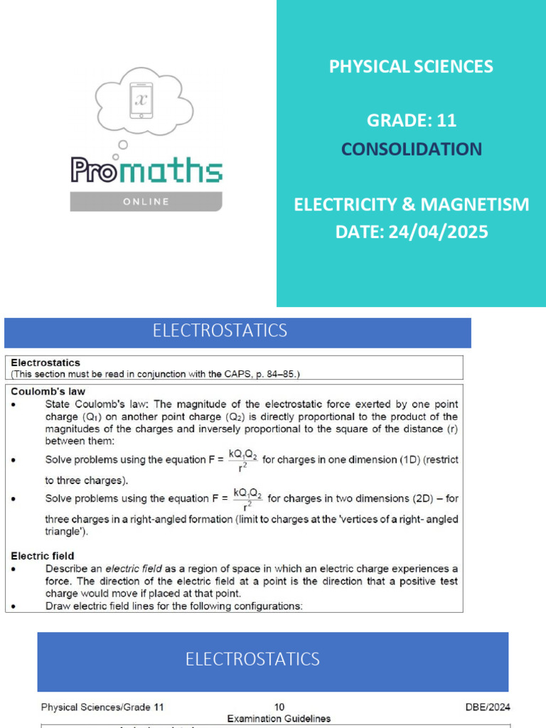 Grade 11 Electricity & Magnetism Guide | PDF | Electric Charge ...
