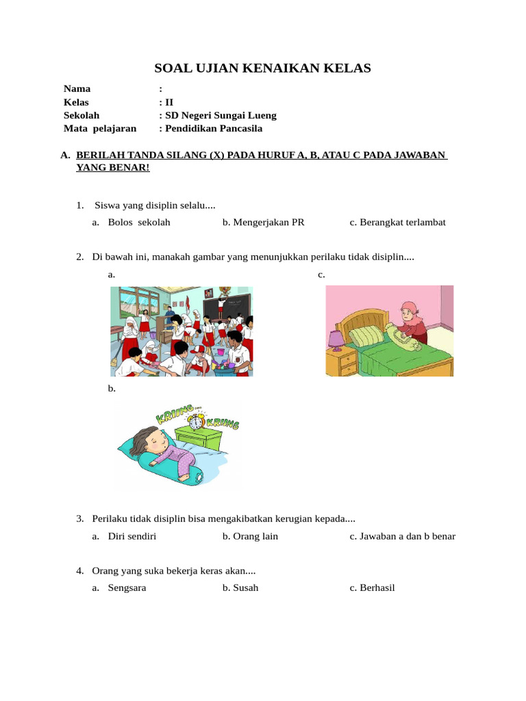 Soal Ujian PPKN Kelas II Semester 2 Kurmer | PDF