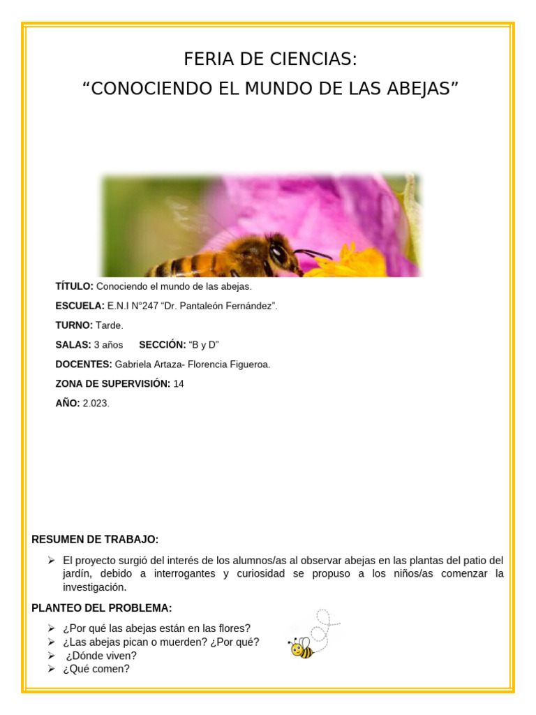 Proyecto Las Abejas (3) Corregido | PDF | Abejas
