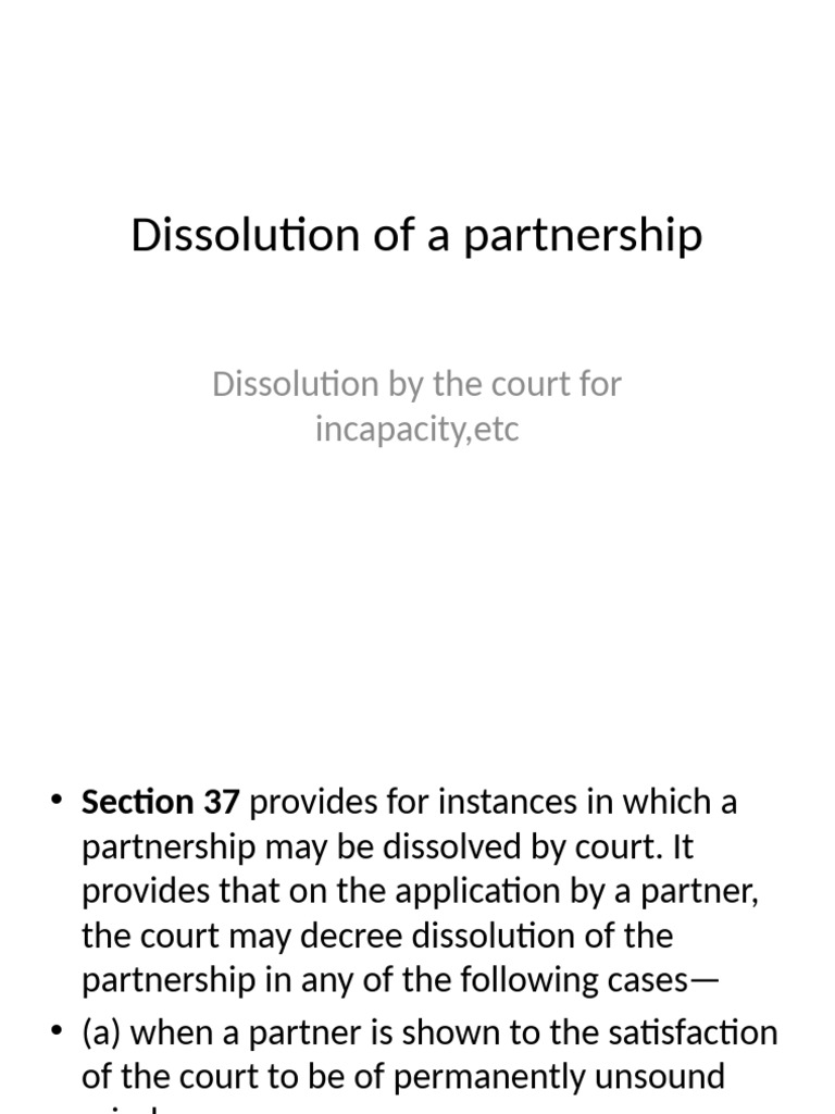 Court-Ordered Partnership Dissolution | PDF | Partnership | Private Law