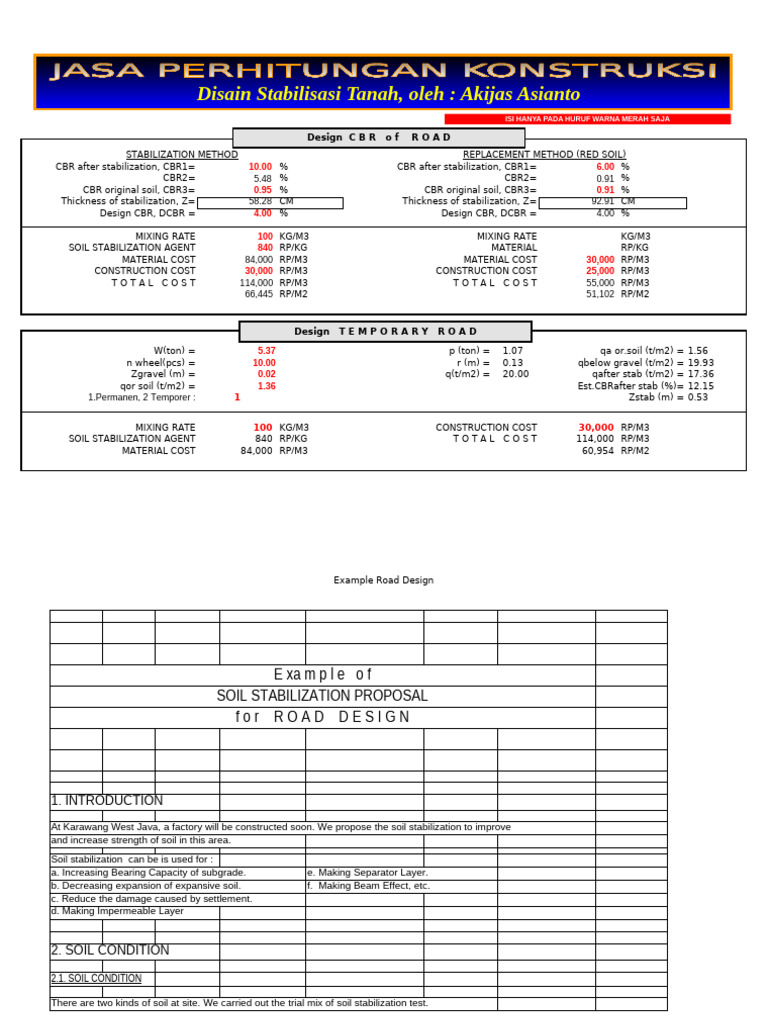 Disain Stabilisasi Tanah | PDF | Road | Concrete