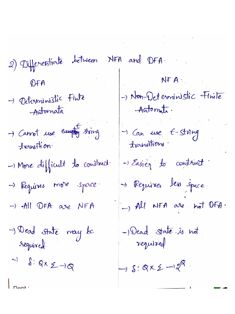 NFA vs DFA: Key Differences Explained | PDF