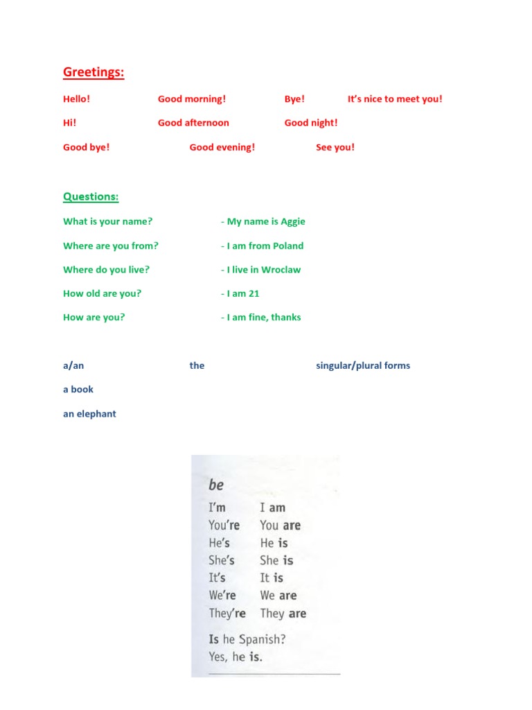 Greetings:: Questions | PDF