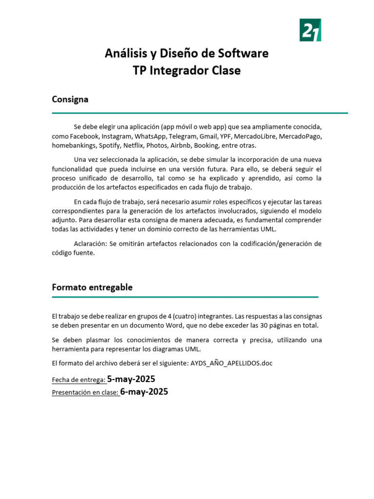 AYD SW - TP Integrador - Consigna | PDF
