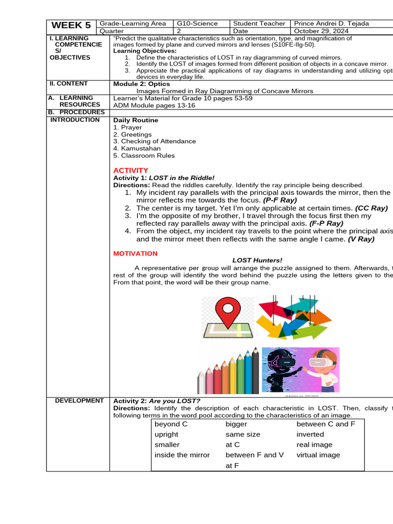 Q2-L2-Images Formed in Curved Mirrors - Copy | PDF | Mirror | Optics