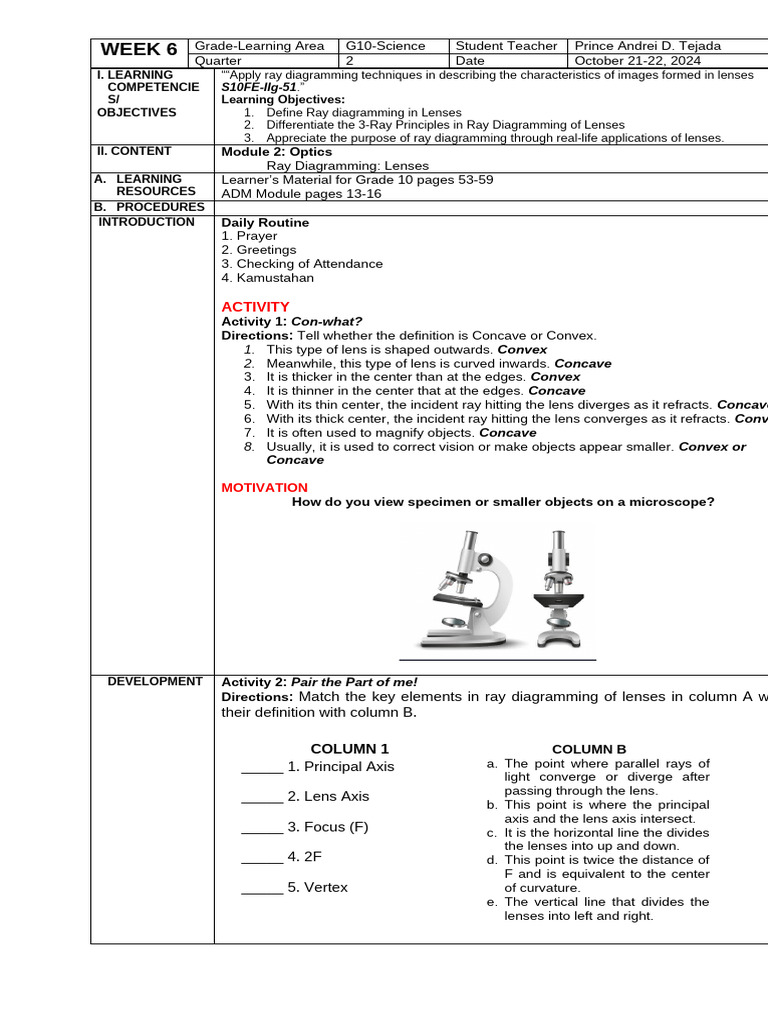 Q2-L2-Ray Diagramming (Lenses) | PDF | Equipment | Optics
