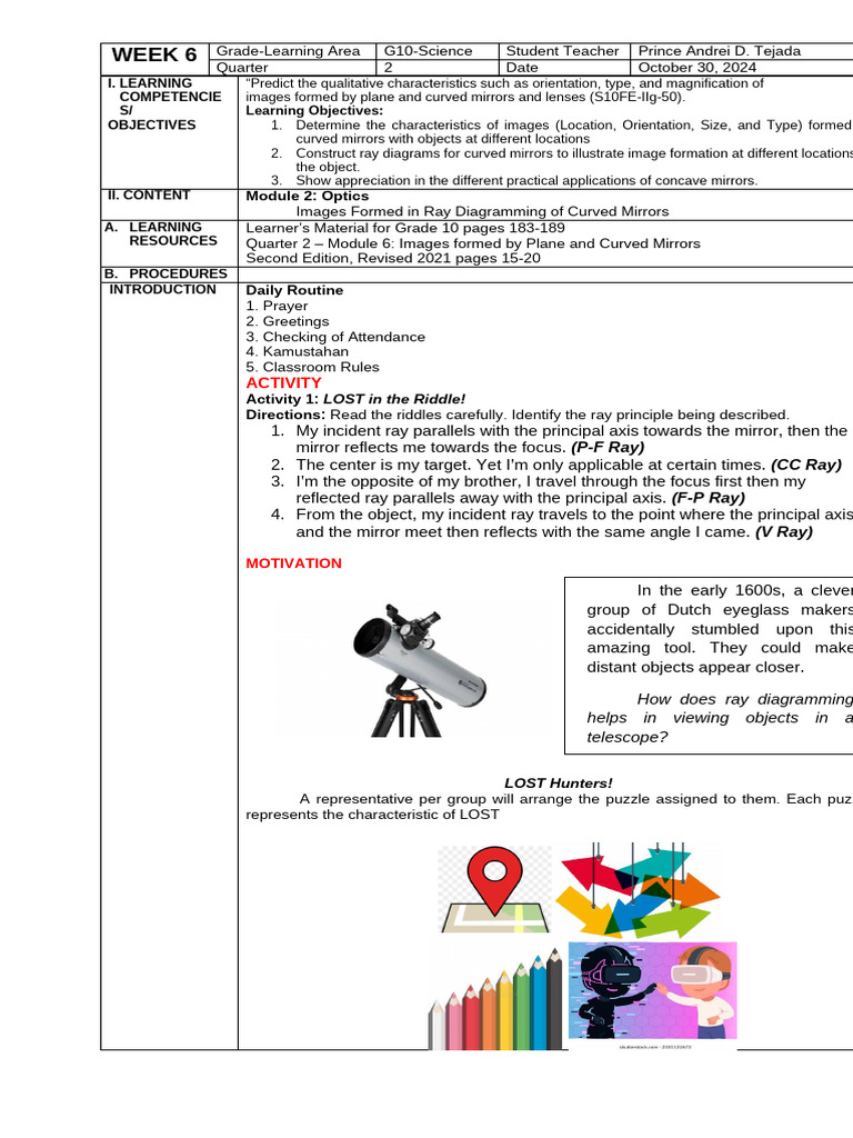 Grade 10 Science: Curved Mirrors & Images | PDF | Mirror | Optics