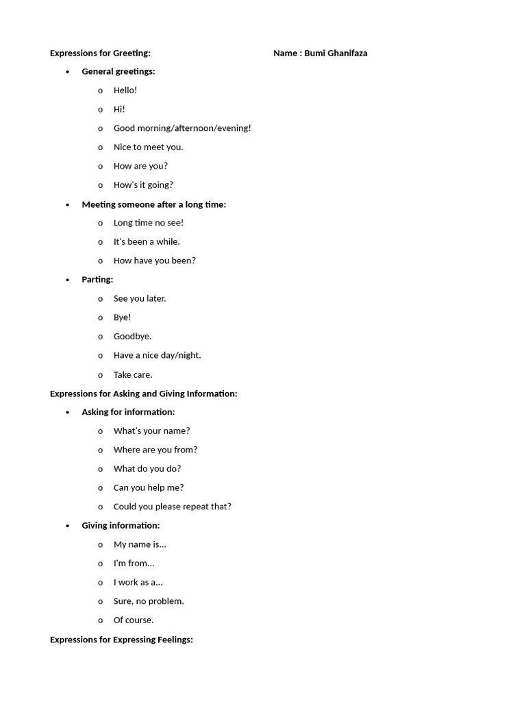 Common Greetings and Expressions | PDF