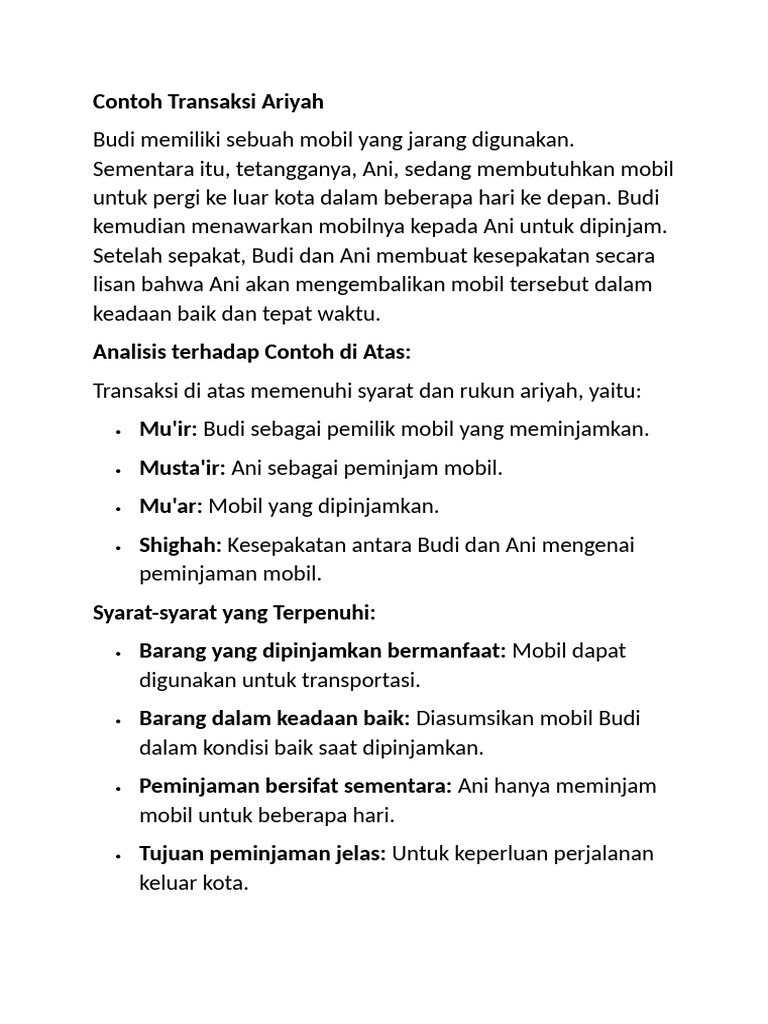 Contoh Transaksi Ariyah | PDF