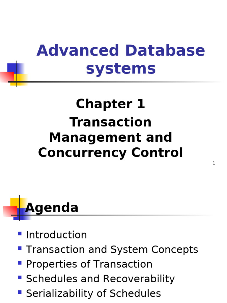 Chapter 1 Transaction Management and Concurrency Control All Lectures (1) | PDF | Database ...
