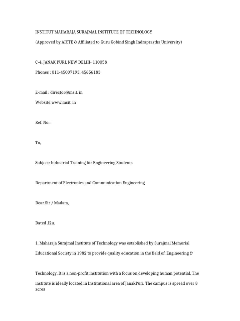MSIT Campus Overview and Training Request | PDF