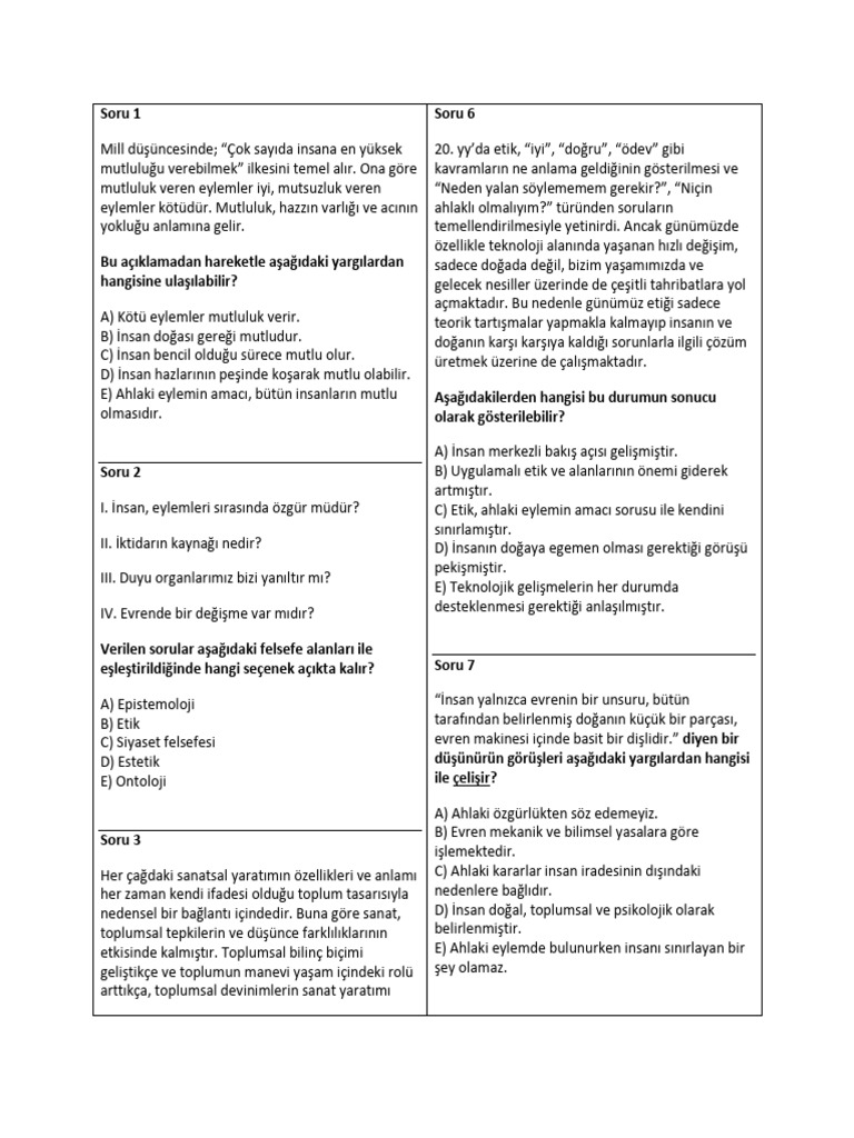 Felsefe Sorular-2 | PDF