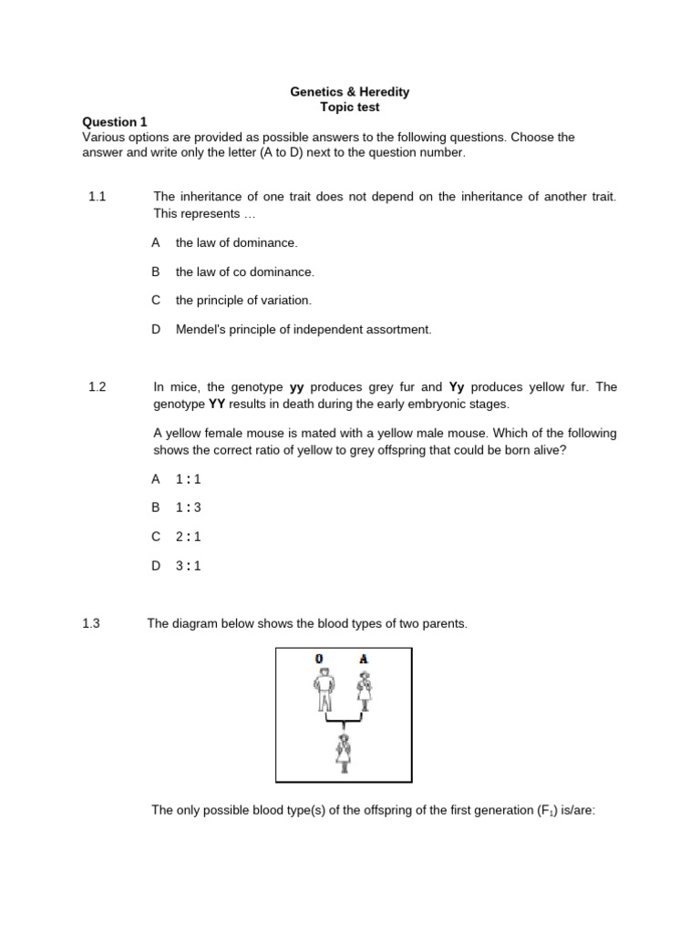 Genetics and Heredity Topic Test | PDF | Dominance (Genetics) | Zygosity