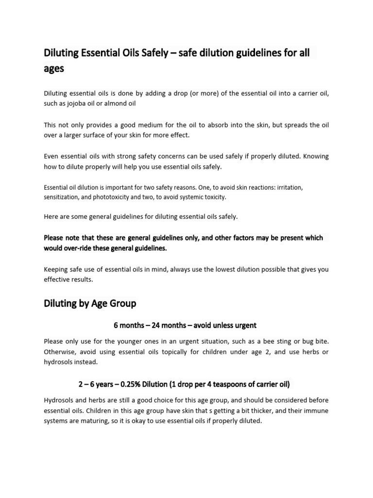Diluting Essential Oils Safely Safe Dilution Guidelines For All Ages ...