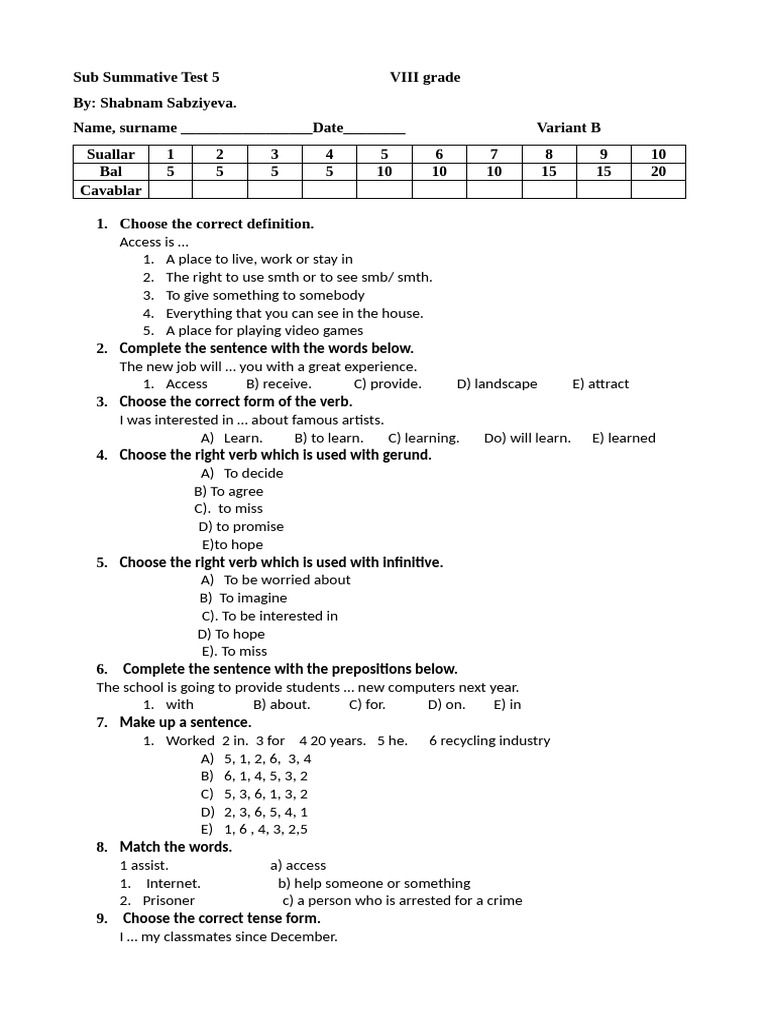 8 Grade Summative5 Variant B | PDF