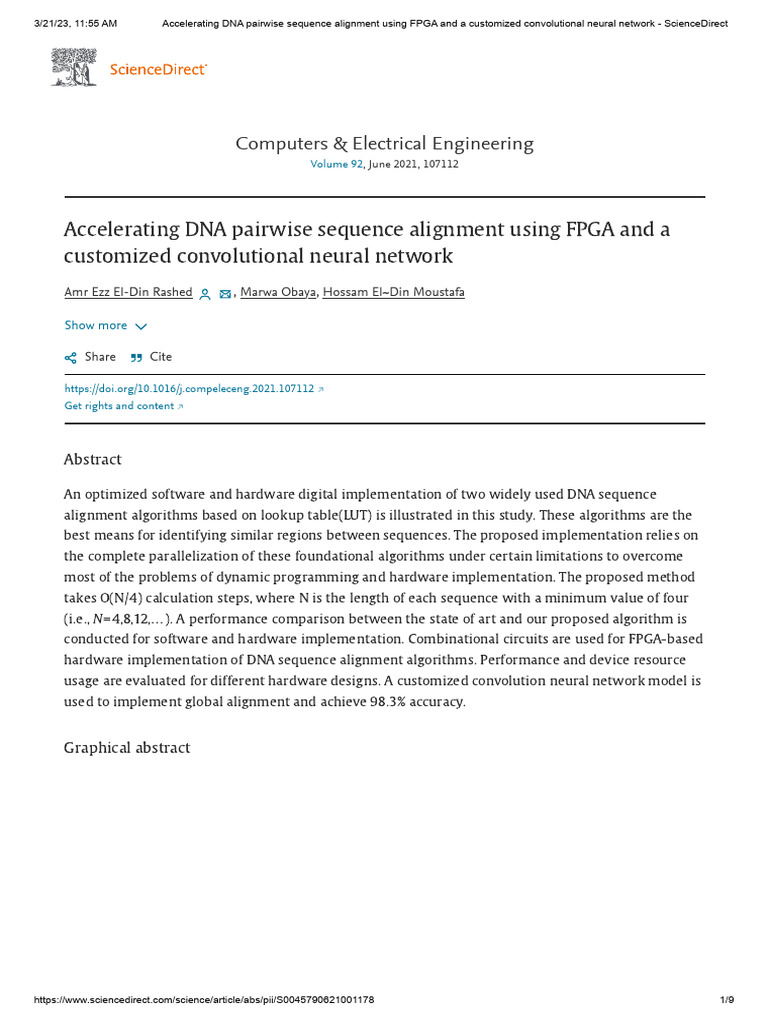 Accelerating Dna Pairwise Sequence Alignment Using Fpga And A Customized Convolutional Neural