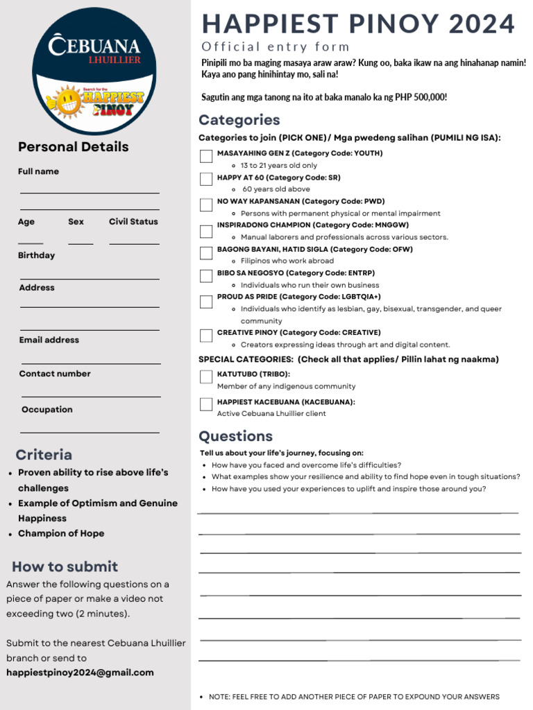 FINAL Happiest Pinoy Form | PDF