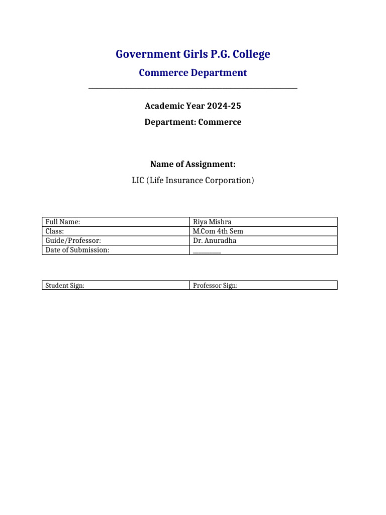 Designed Assignment Cover Page Riya Mishra | PDF
