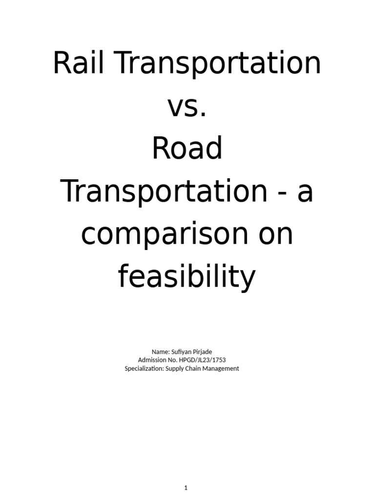 Rail vs. Road Transport: A Feasibility Study | PDF | Transport | Rail ...