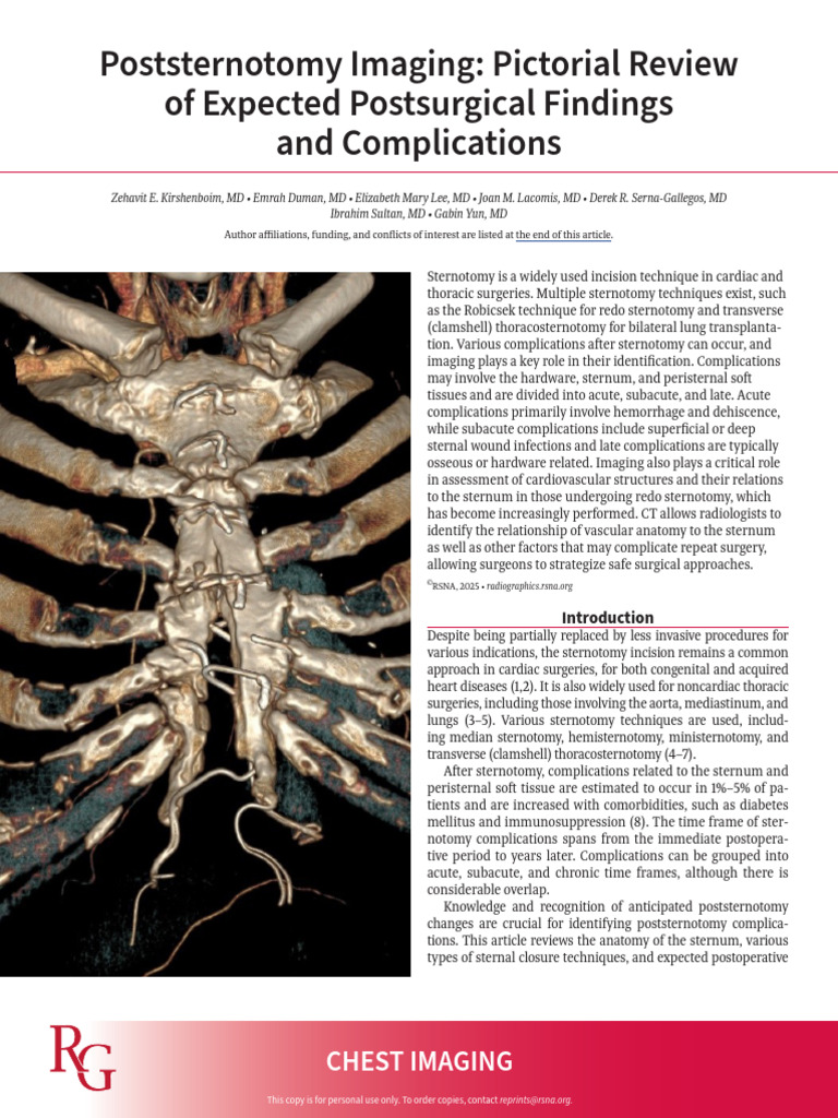 Kirshenboim Et Al 2025 Poststernotomy Imaging Pictorial Review of ...
