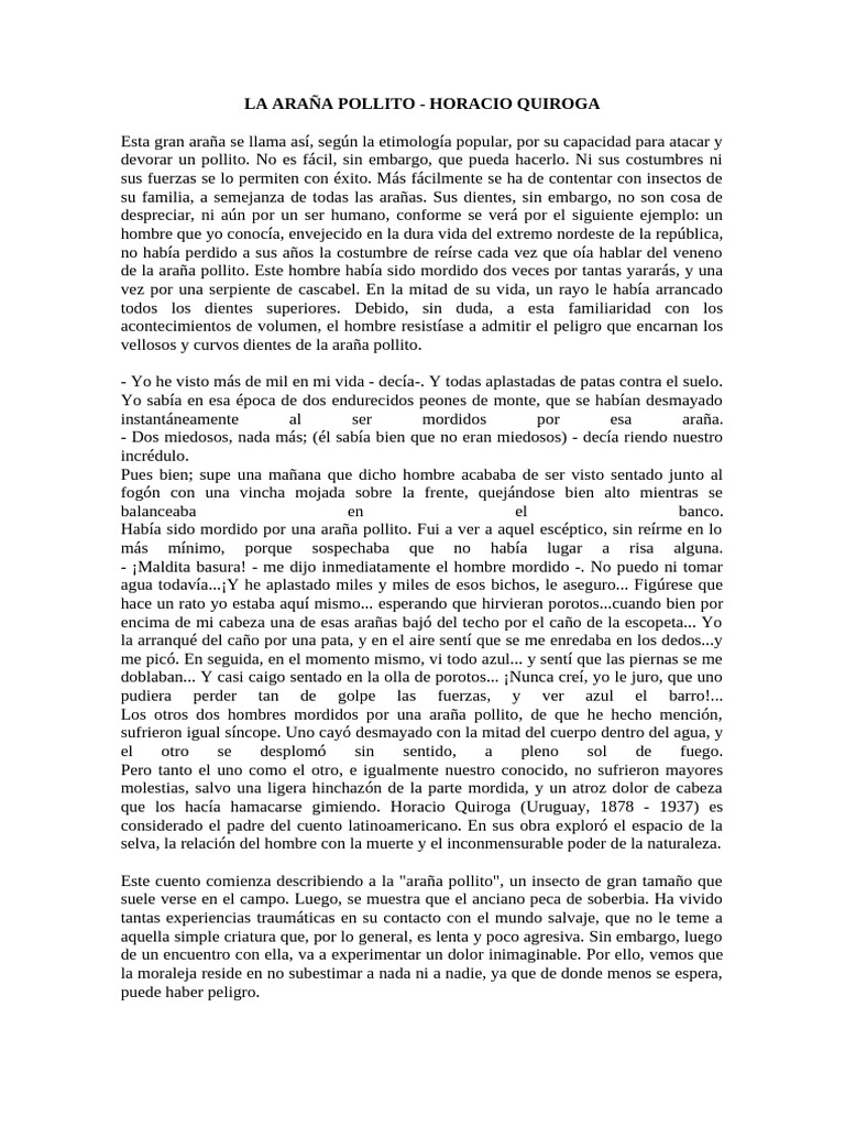 La Araña Pollito | PDF | Araña