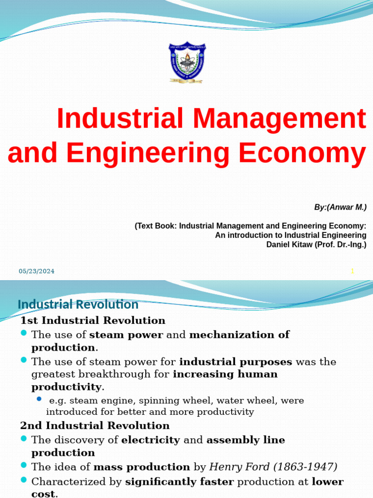 Industrial Management and Engineering Overview | PDF | Factors Of ...