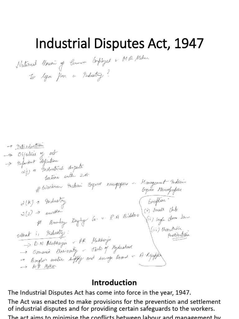 Overview of the Industrial Disputes Act | PDF | Strike Action | Layoff