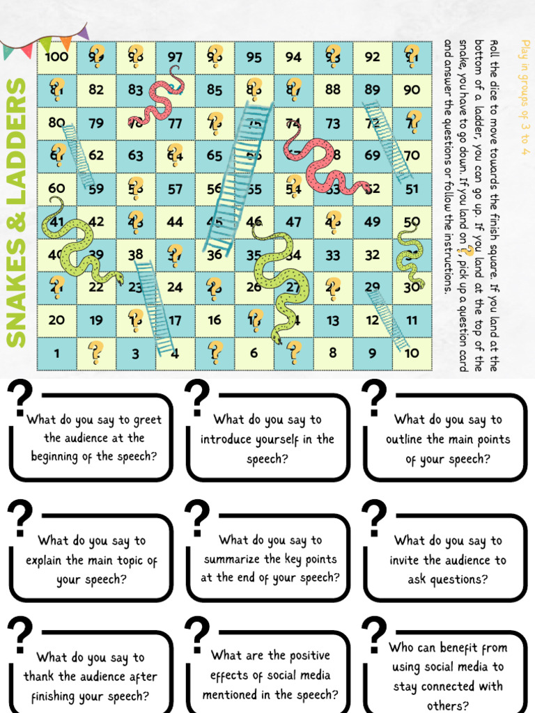 Snakes and Ladders Board Game A4 | PDF | Social Media | Popular Culture ...