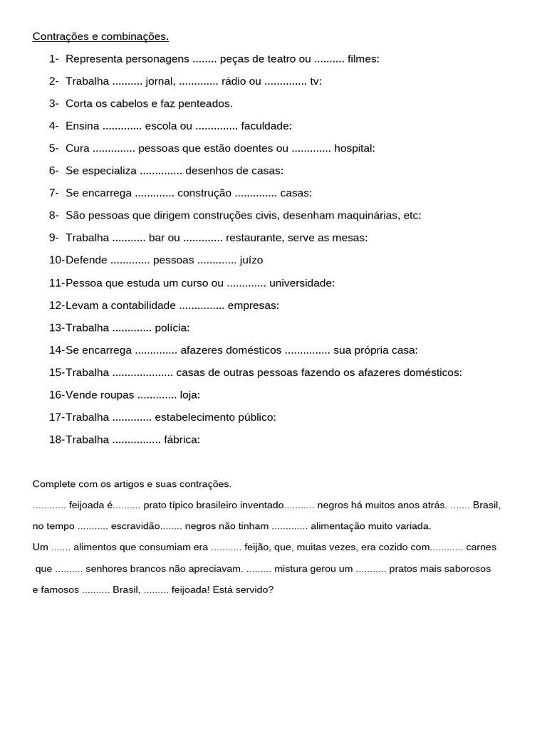 Contrações e combinações | PDF